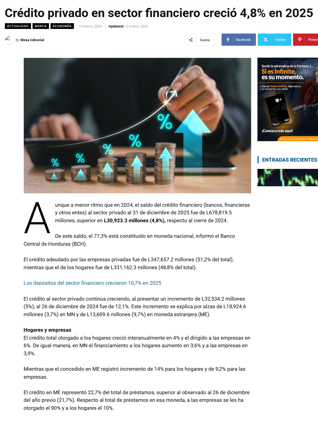 SEPROC - CRÉDITO PRIVADO EN SECTOR FINANCIERO CRECIÓ 4,8% EN 2025